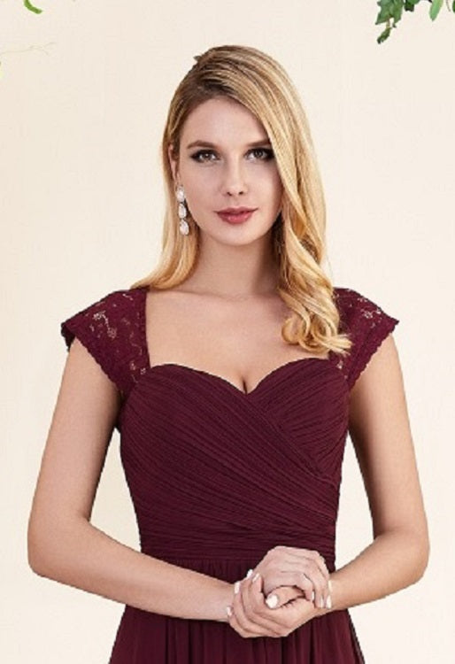 MBB1342 Chiffon Dress with Lace Bodice - Last One – Empire Bridal Pty Ltd